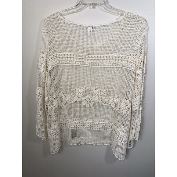 Knit | Tops | Est 946 Crochet Lace Boho Hippie Top Ivory Open Knit ...